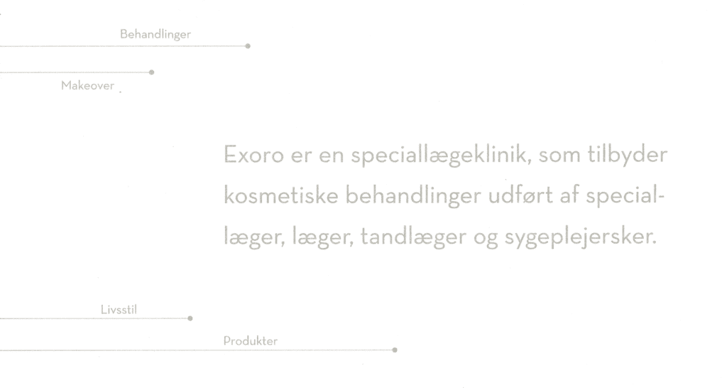 Exoro speciallægeklinik brochure af Miriam Sommer Webbureau